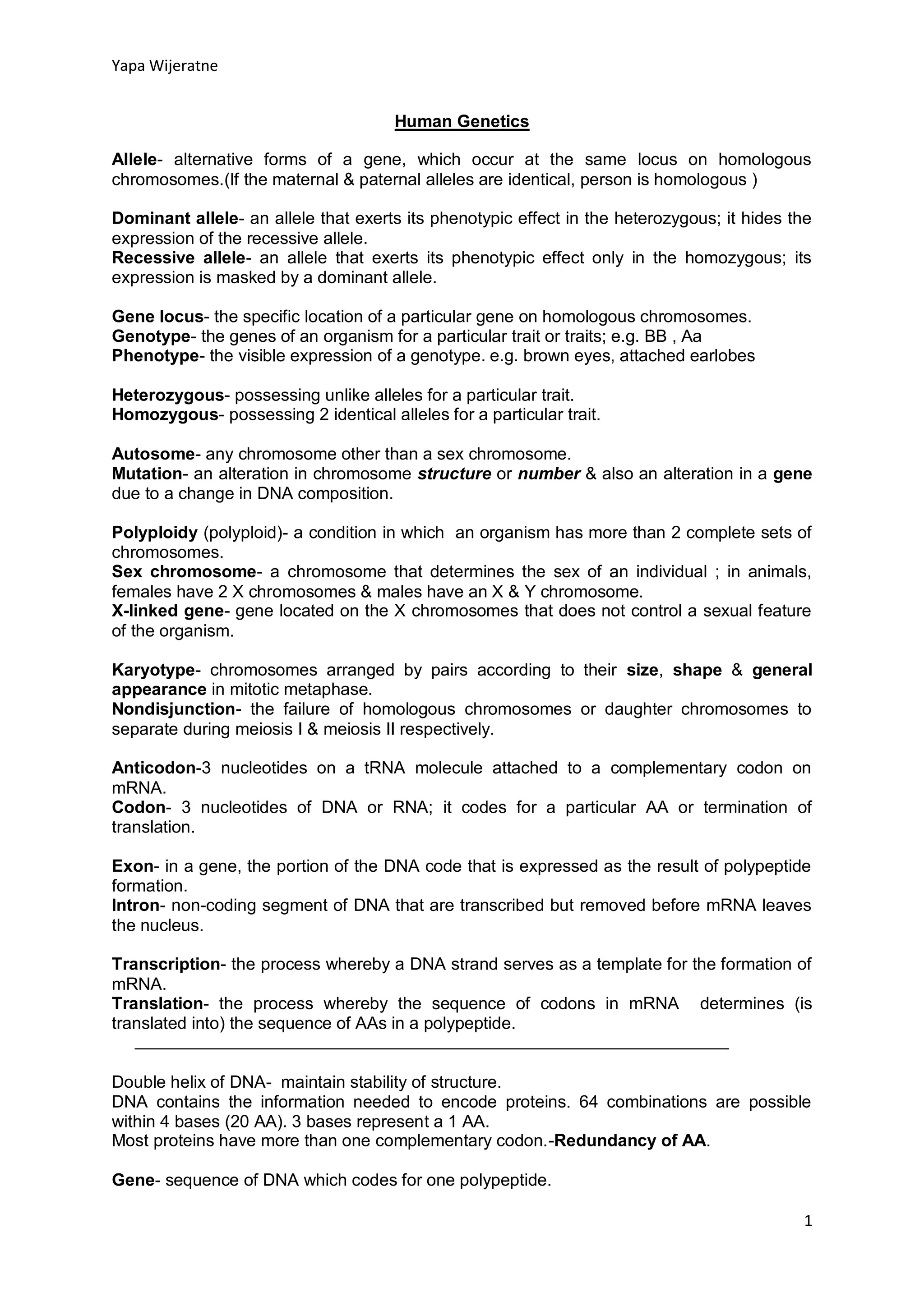 Human Genetics & Evolution | PDF