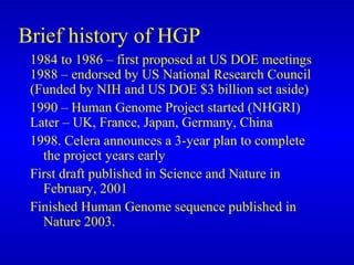 Human genome project | PPT | Biological Sciences | Science