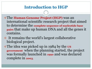 Human Genome Project Applications