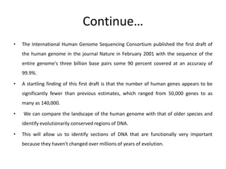 Human genome project | PPTX | Genetics | Science