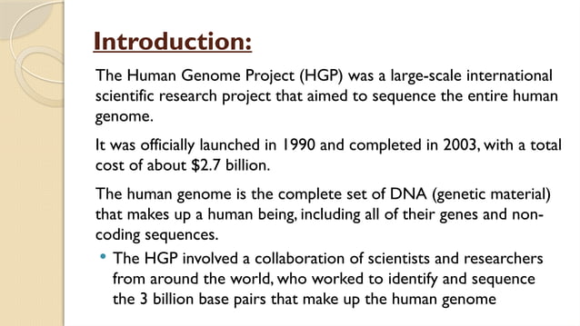 Human Genome Project Introduction comple | PPT