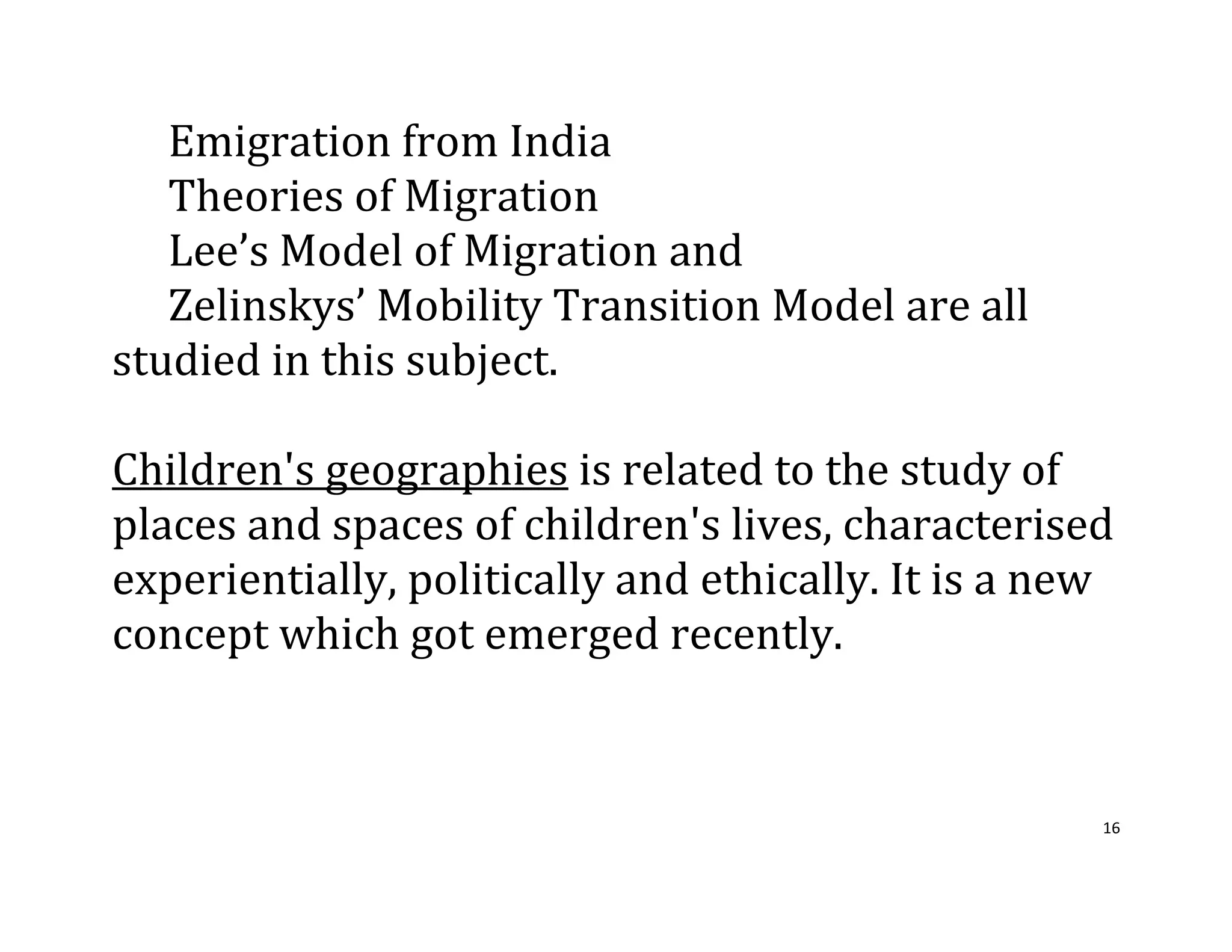 Human geography -an outline