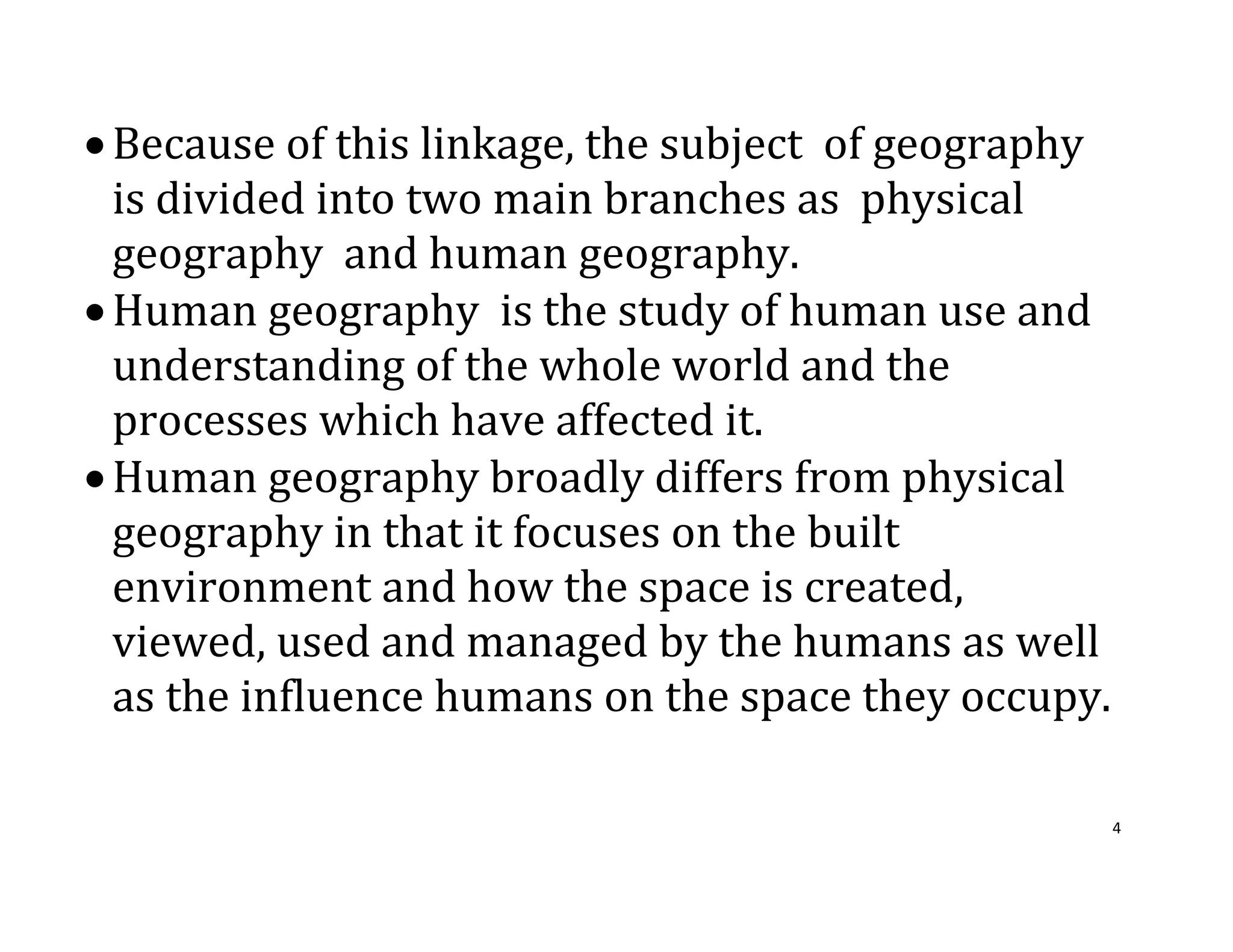Human geography -an outline