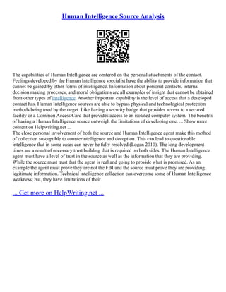 Human Intelligence Source Analysis | PDF