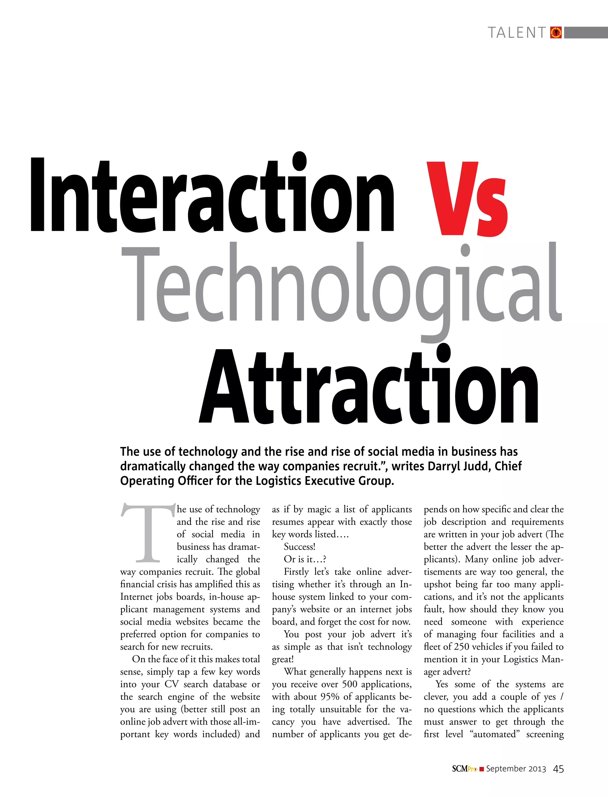 SCM Pro - Human interaction vs technological attraction | PDF