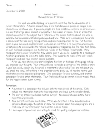 Human interest, 3rd grade | PDF