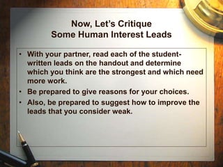 human_interest_story.ppthuman feature in | PPT