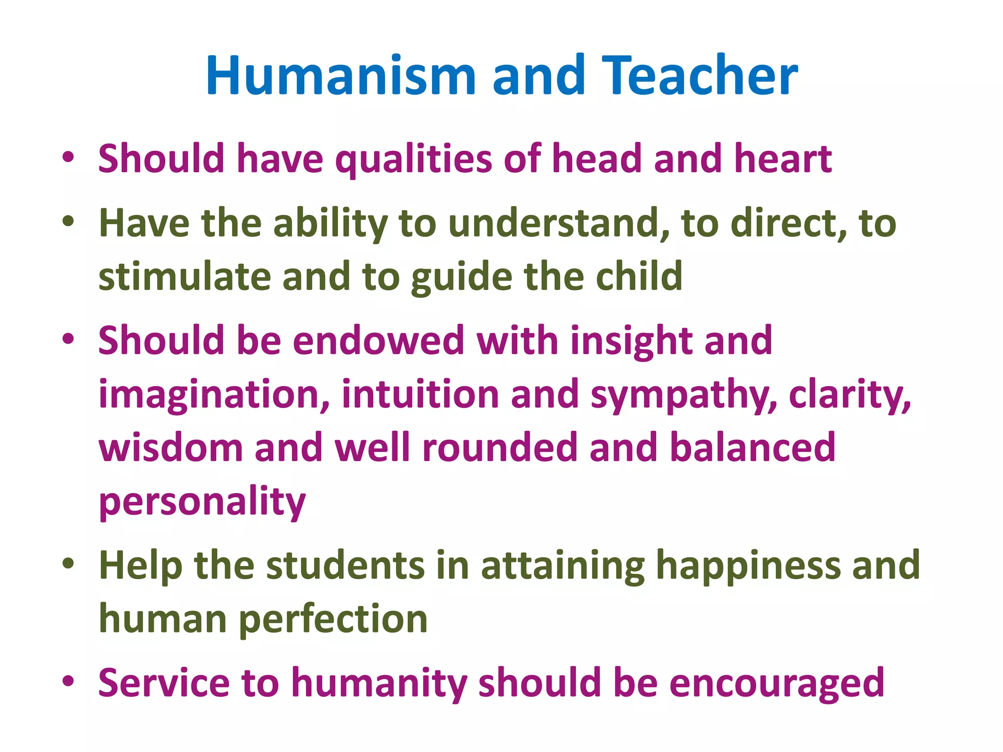 Humanism & its Educational Implications | PPTX