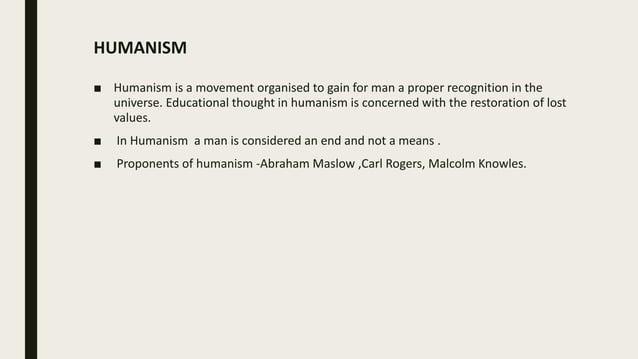 Humanism - The school of philosophy | PPT