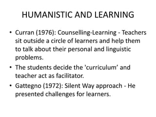 Theory of Language Learning - Humanism | PPTX