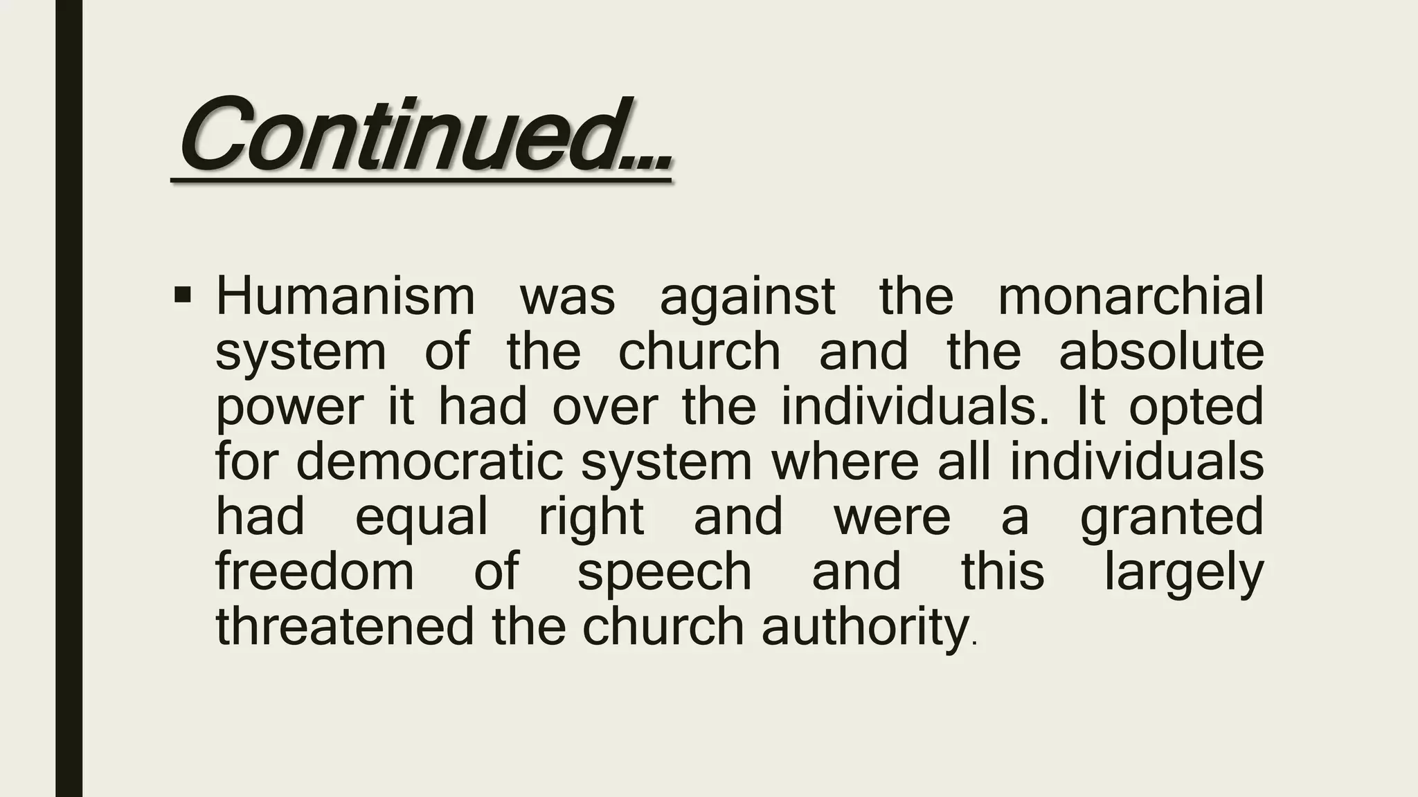 Humanism and challenges faced by the church authority | PPTX