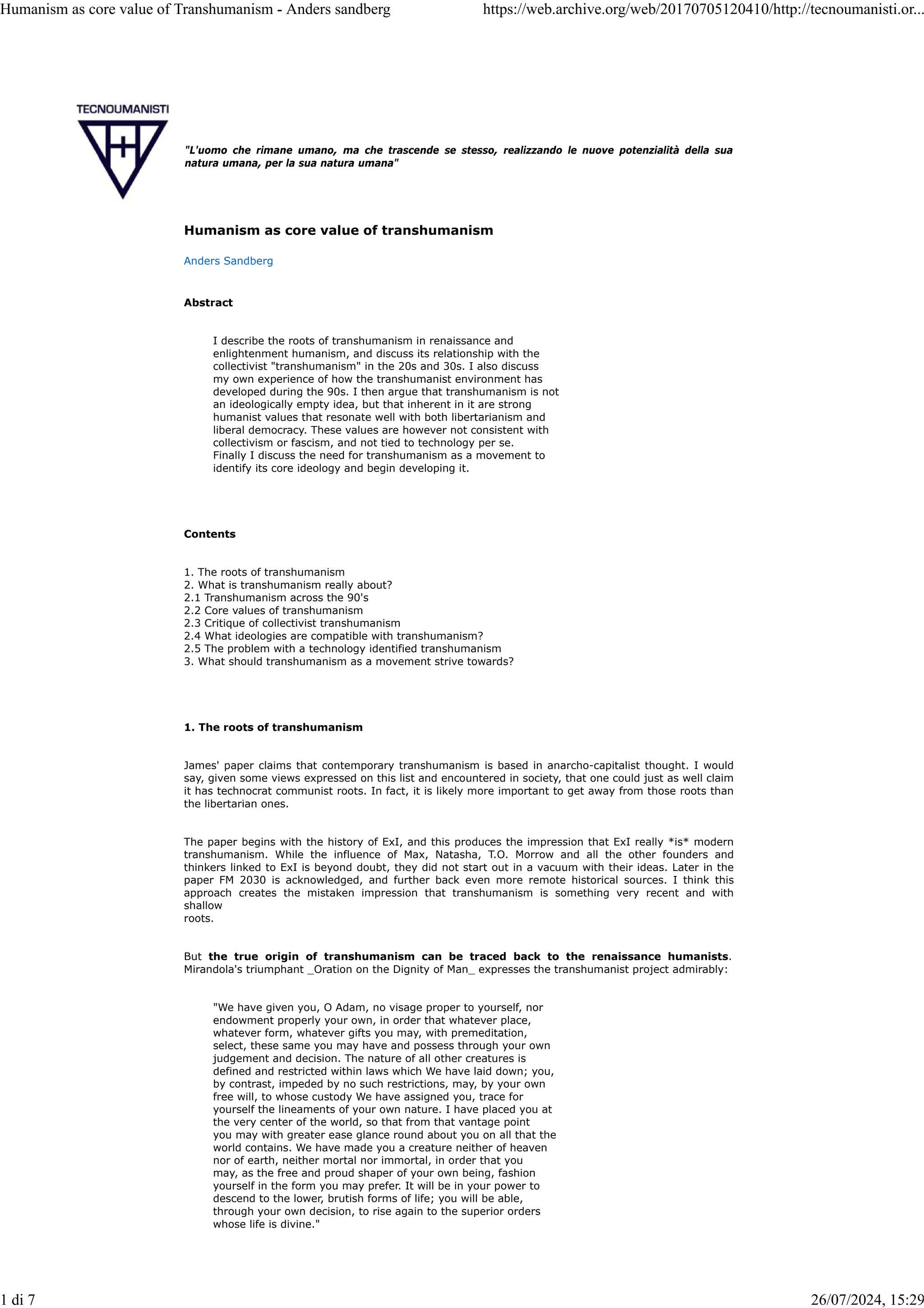 Humanism as core value of Transhumanism - Anders Sandberg.pdf