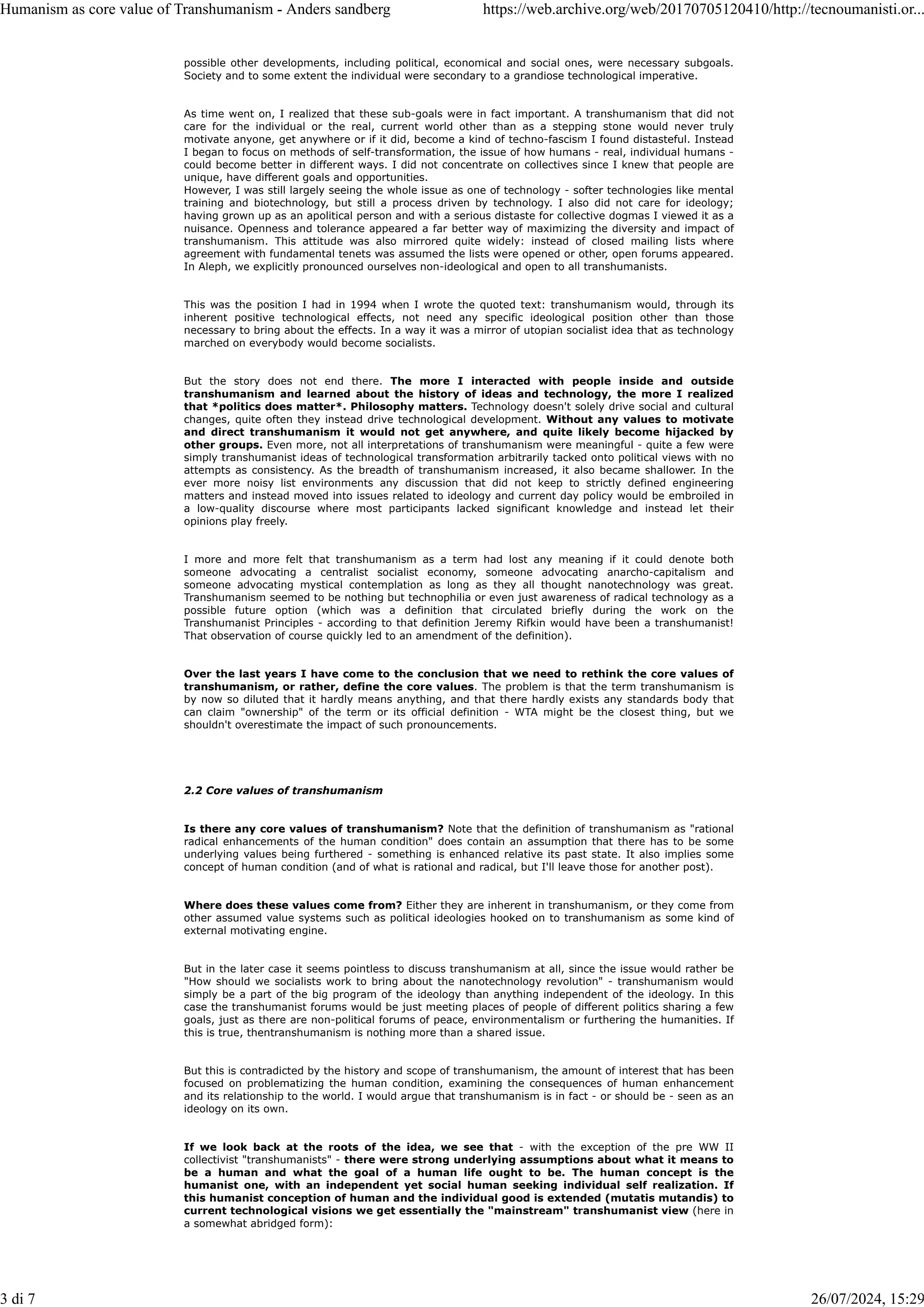 Humanism as core value of Transhumanism - Anders Sandberg.pdf