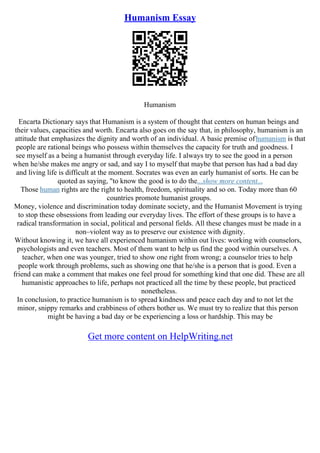 Humanism Essay | PDF