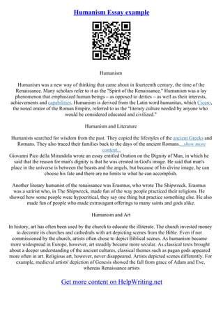 Humanism Essay | PDF