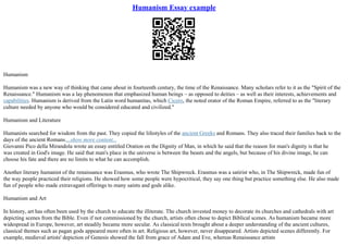 Humanism Essay | PDF