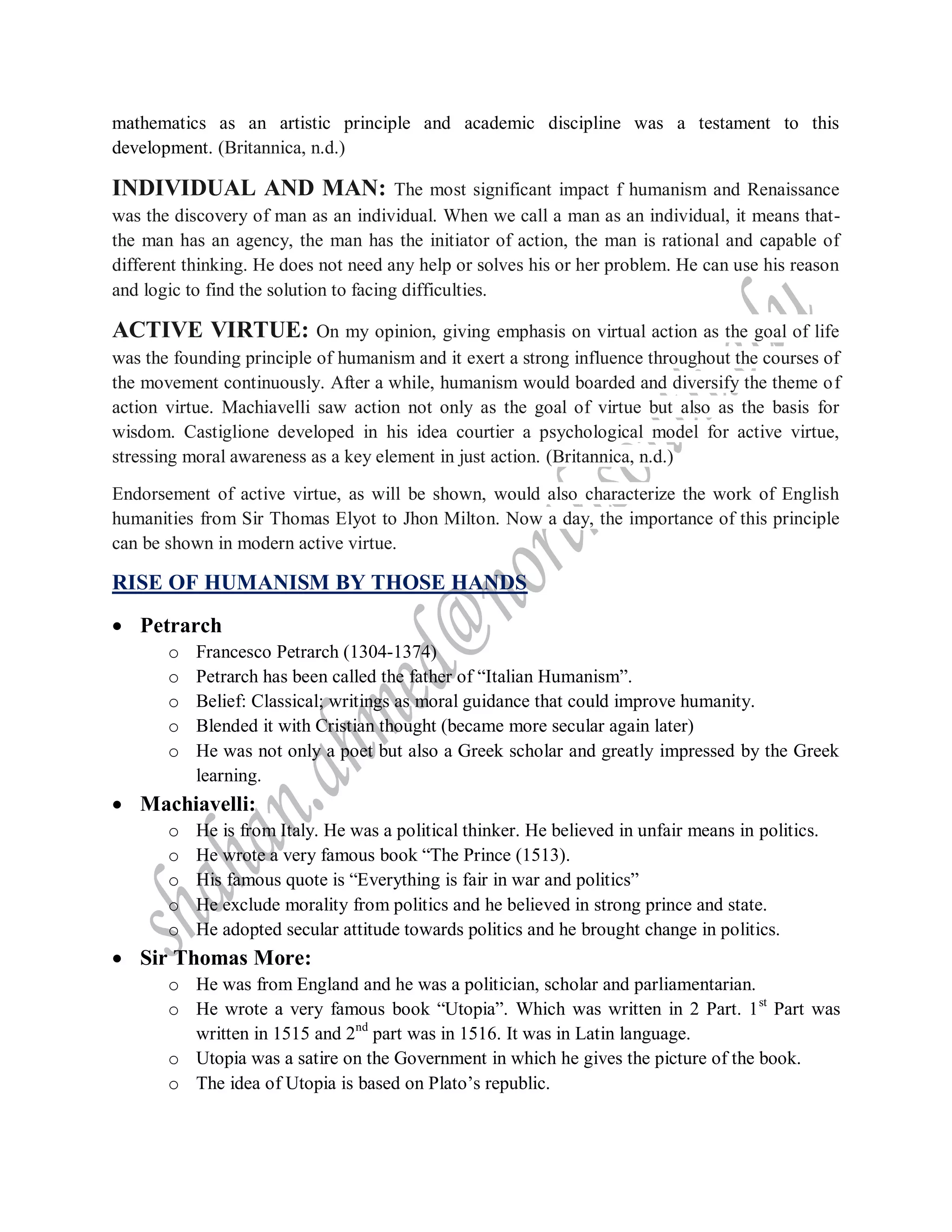 Humanism in renaissance era | PDF