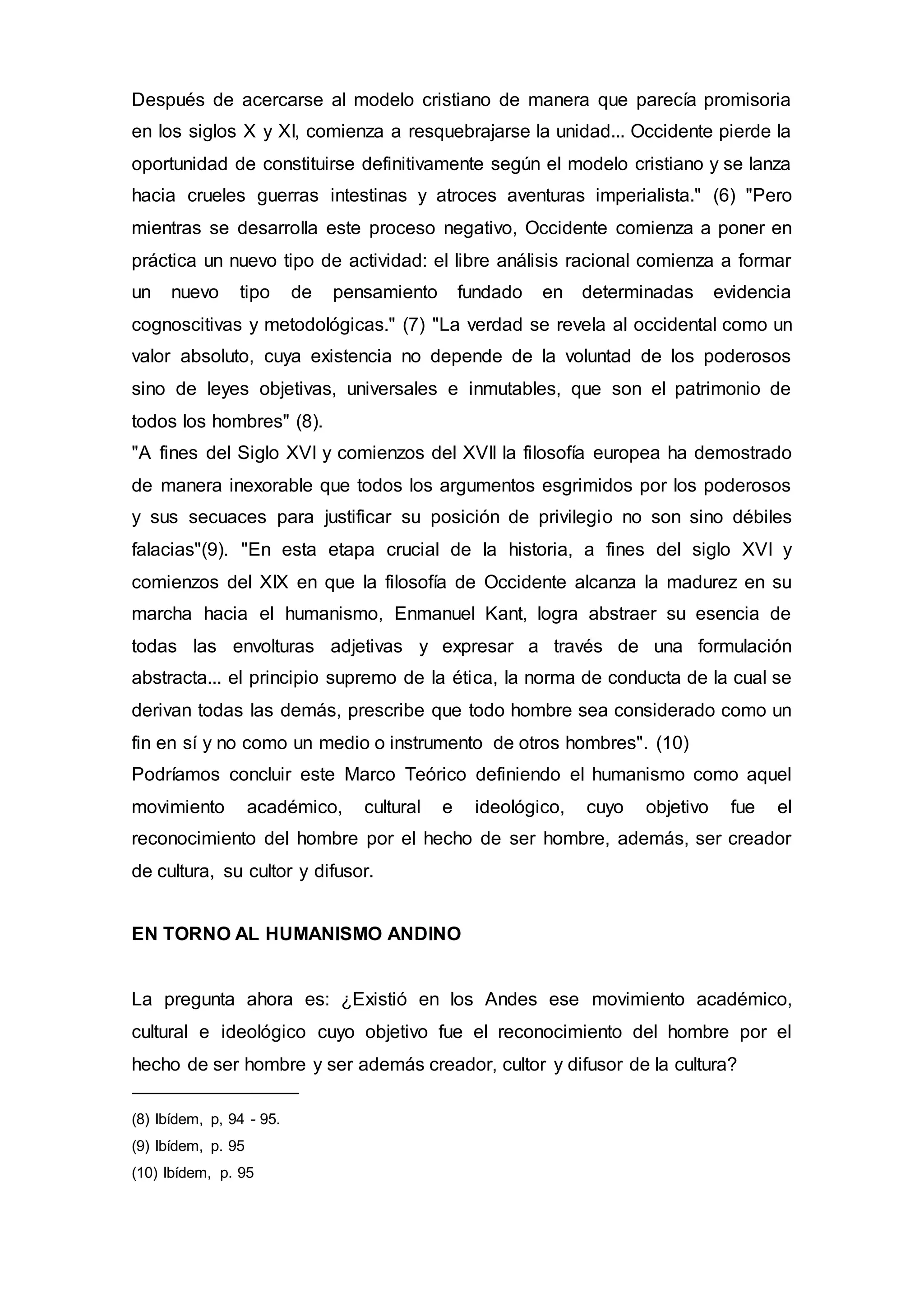 Humanismo en los andes | DOCX