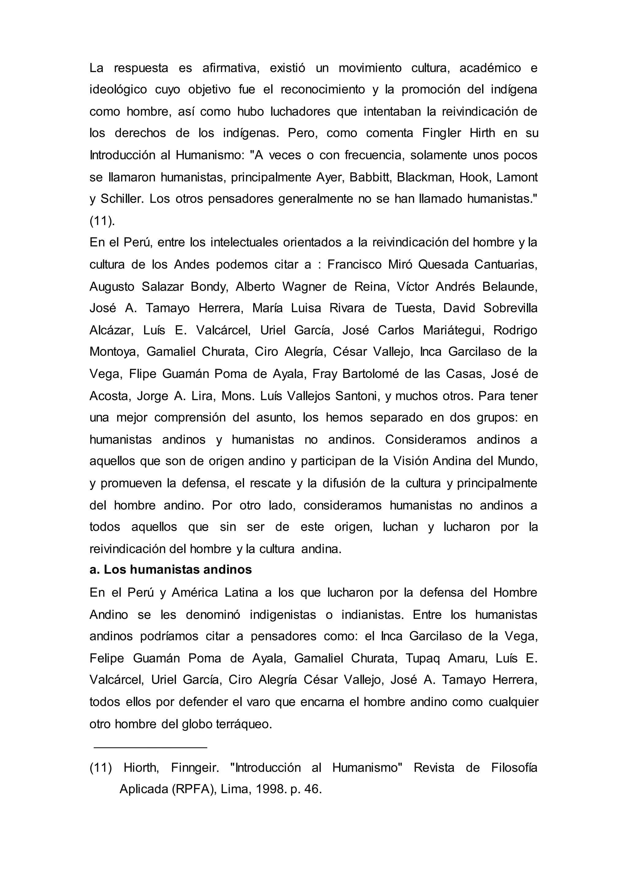 Humanismo en los andes | DOCX