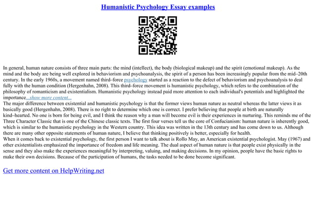 Humanistic Psychology Essay Examples | PPT