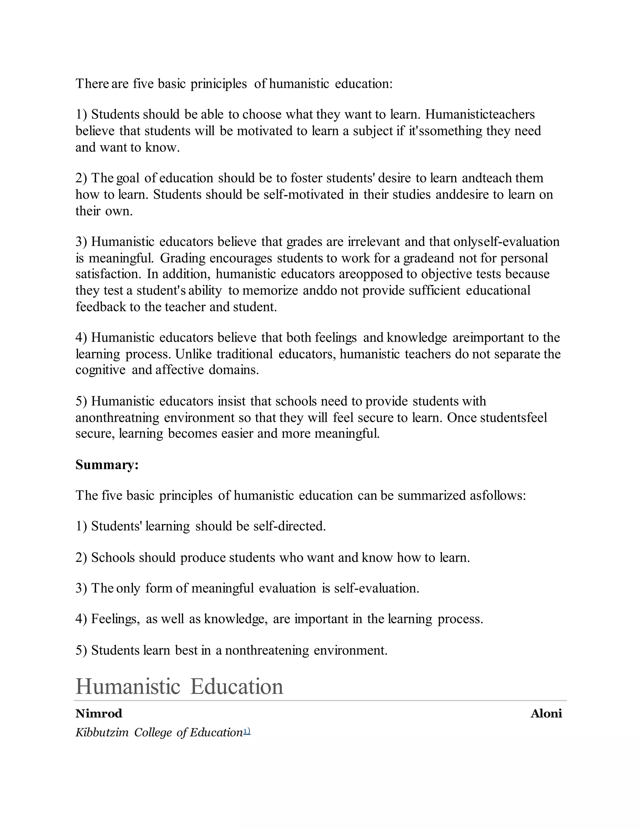 Humanistic theory | DOCX