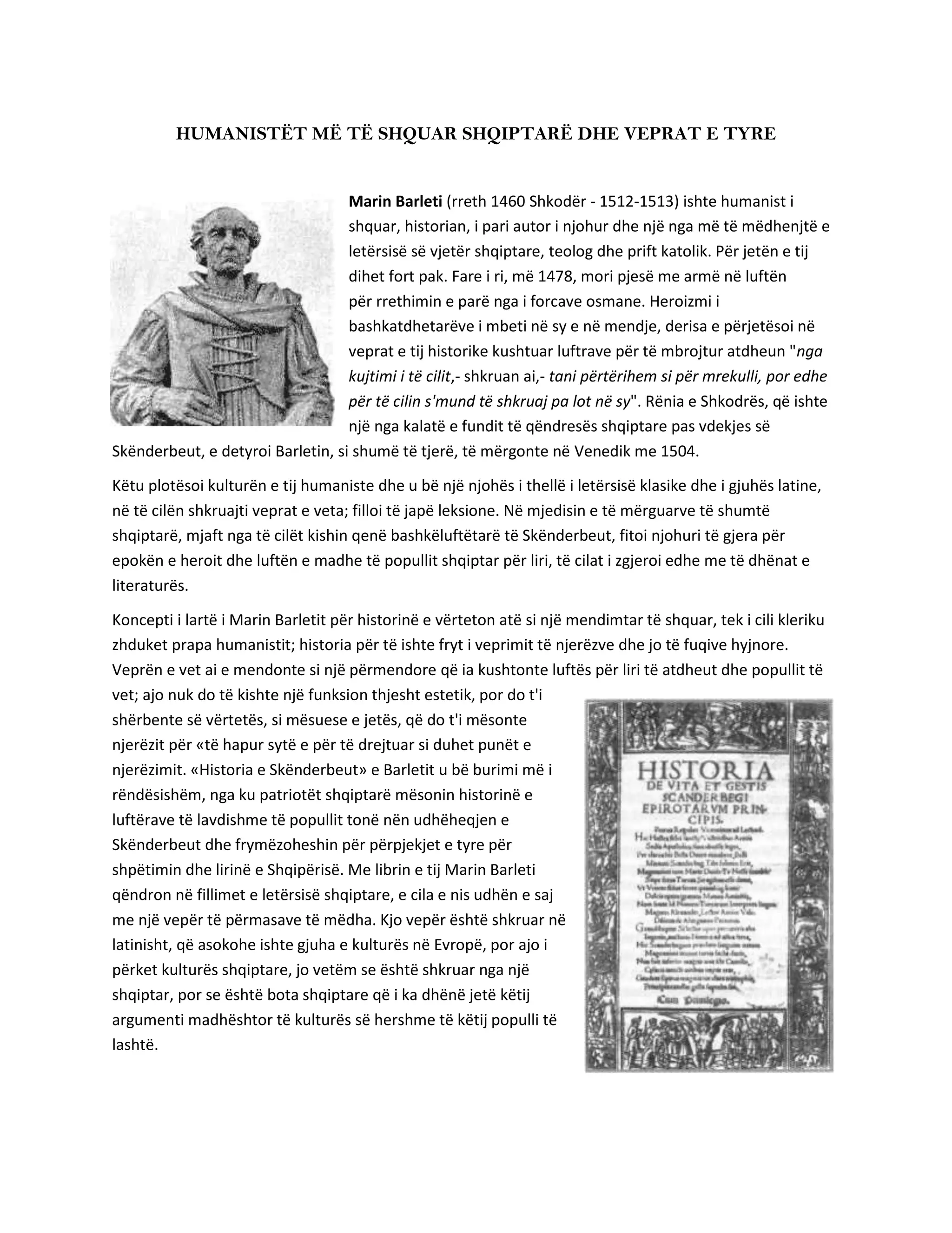 Humanistët më të shquar shqiptarë dhe veprat e tyre | DOCX