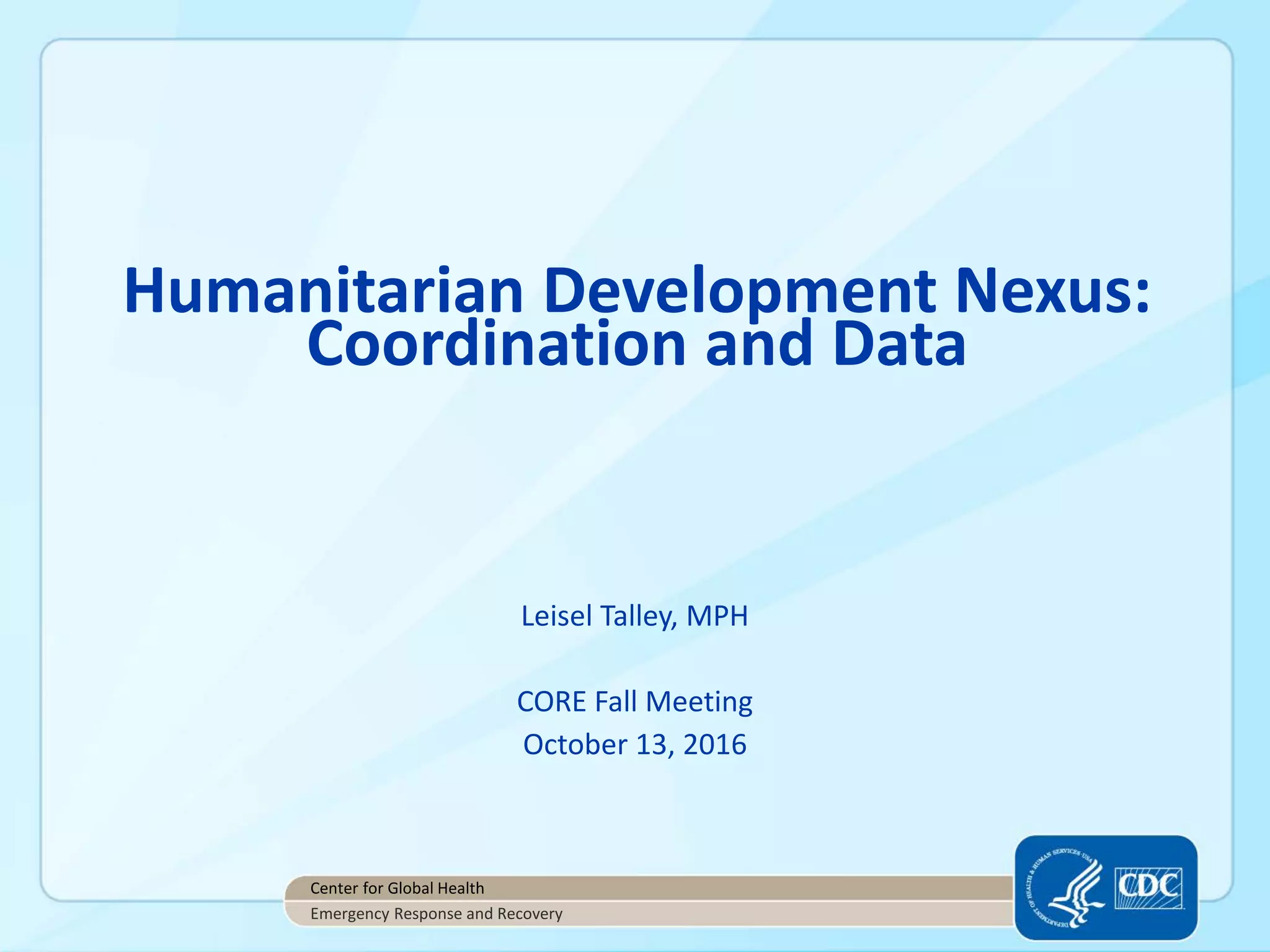 Humanitarian Development Nexus: Coordination and Data | PDF
