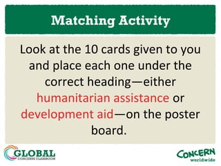 GCC Workshop- Humanitarian assistance vs. development aid | PPT