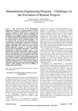 Humanitarian Engineering Program Challenges In The Execution Of Remote ...