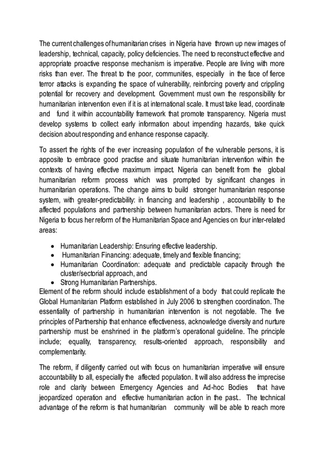 Humanitarian imperative - Murtala Muhammed Foundation | PDF