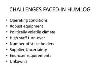 Supply Chain Management HUMANITARIAN LOGISTICS /HUMLOG | PPT