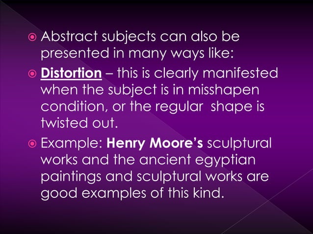 Methods of presenting the art subject