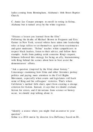 Humanities 2001 Critical Thinking – Film Analysis Notes and Track | DOCX