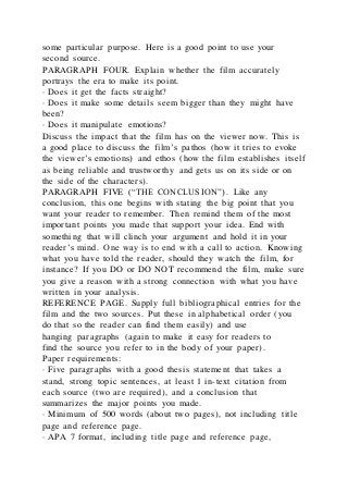 Humanities 2001 Critical Thinking – Film Analysis Notes and Track | DOCX