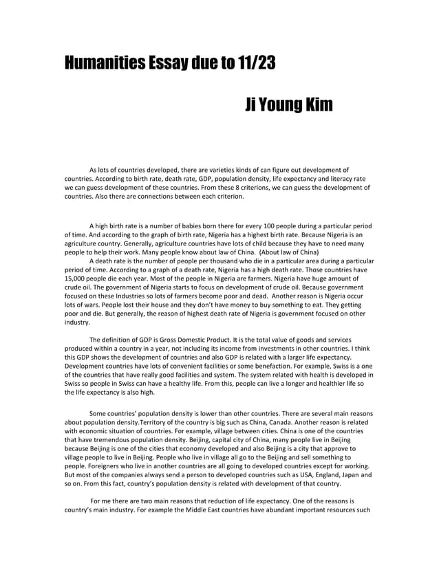 Humanities Essay Due To 11 | PDF