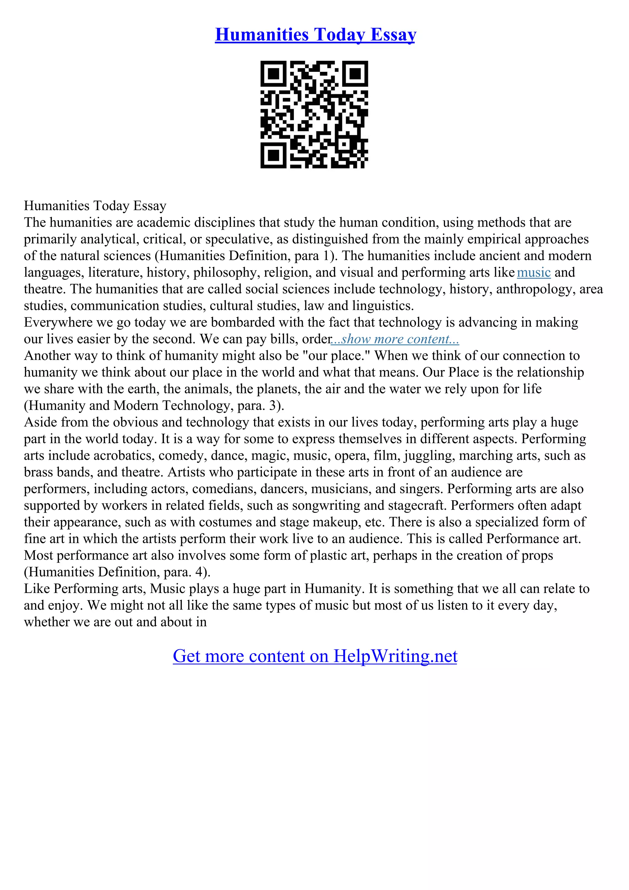 Humanities Essays | PDF