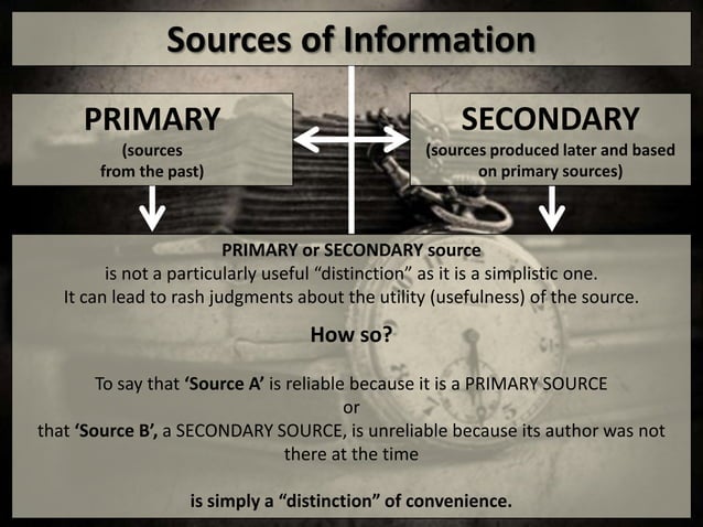 Primary Sources / Secondary Sources [Humanities] | PPT
