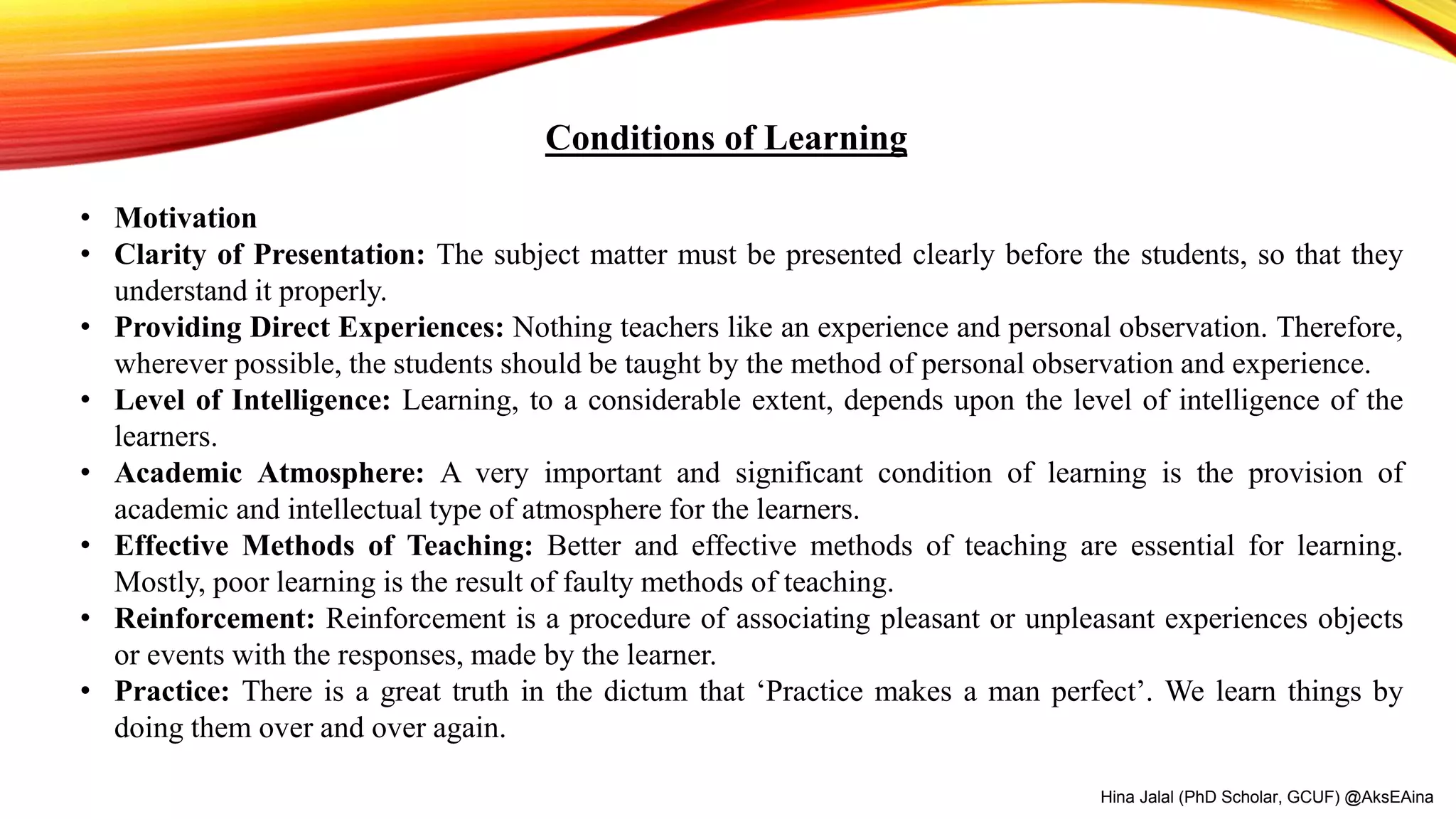 Human learning and classroom teaching | PPT