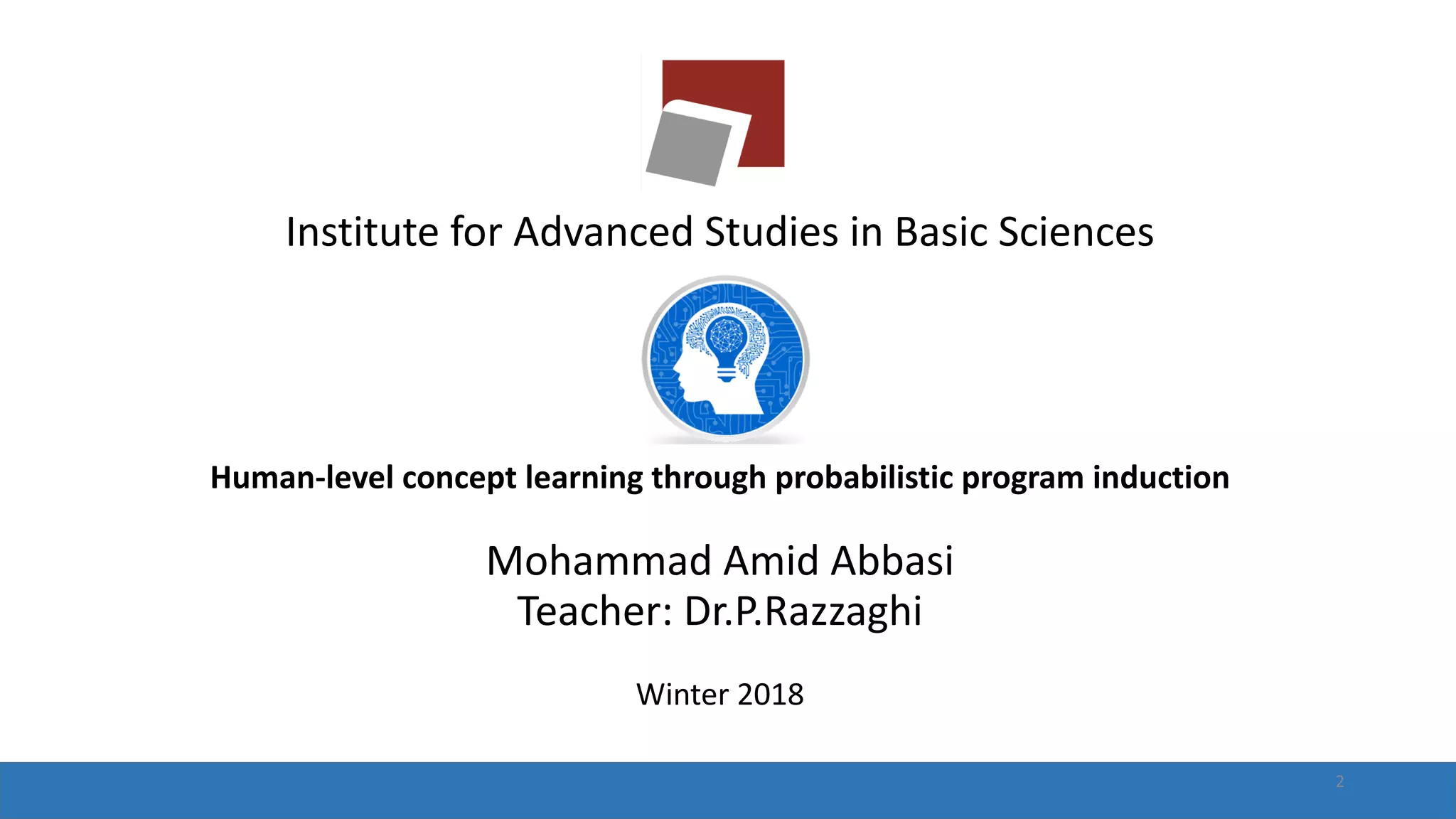 Human-level concept learning through probabilistic program induction | PPT