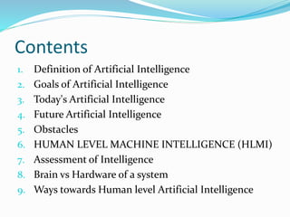 Human Level Artificial Intelligence | PPTX