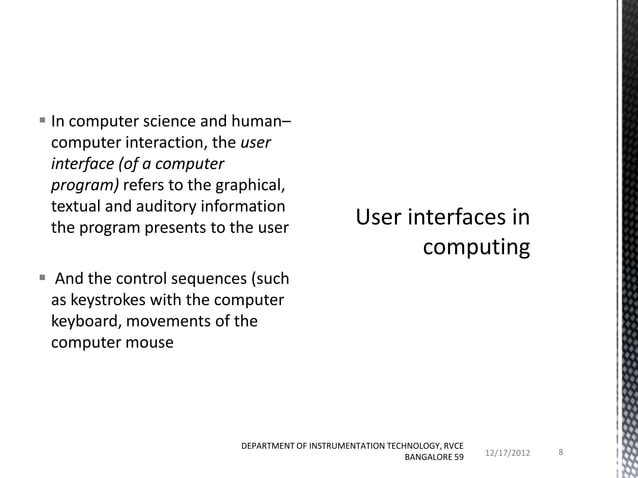 Human machine interfacing | PPTX | Operating Systems | Computer Software and Applications