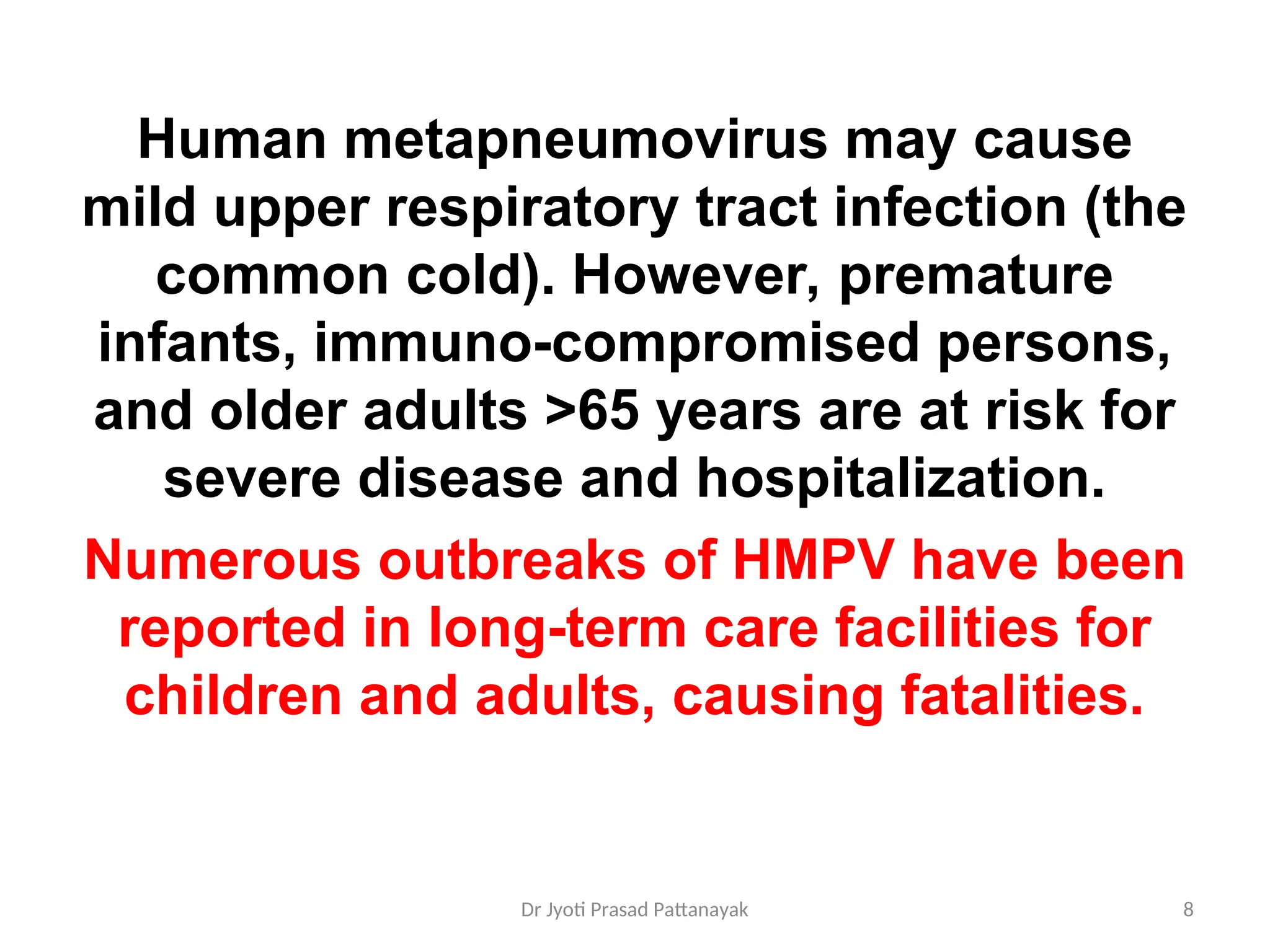 Human metapneumovirus (HMPV or hMPV).ppt