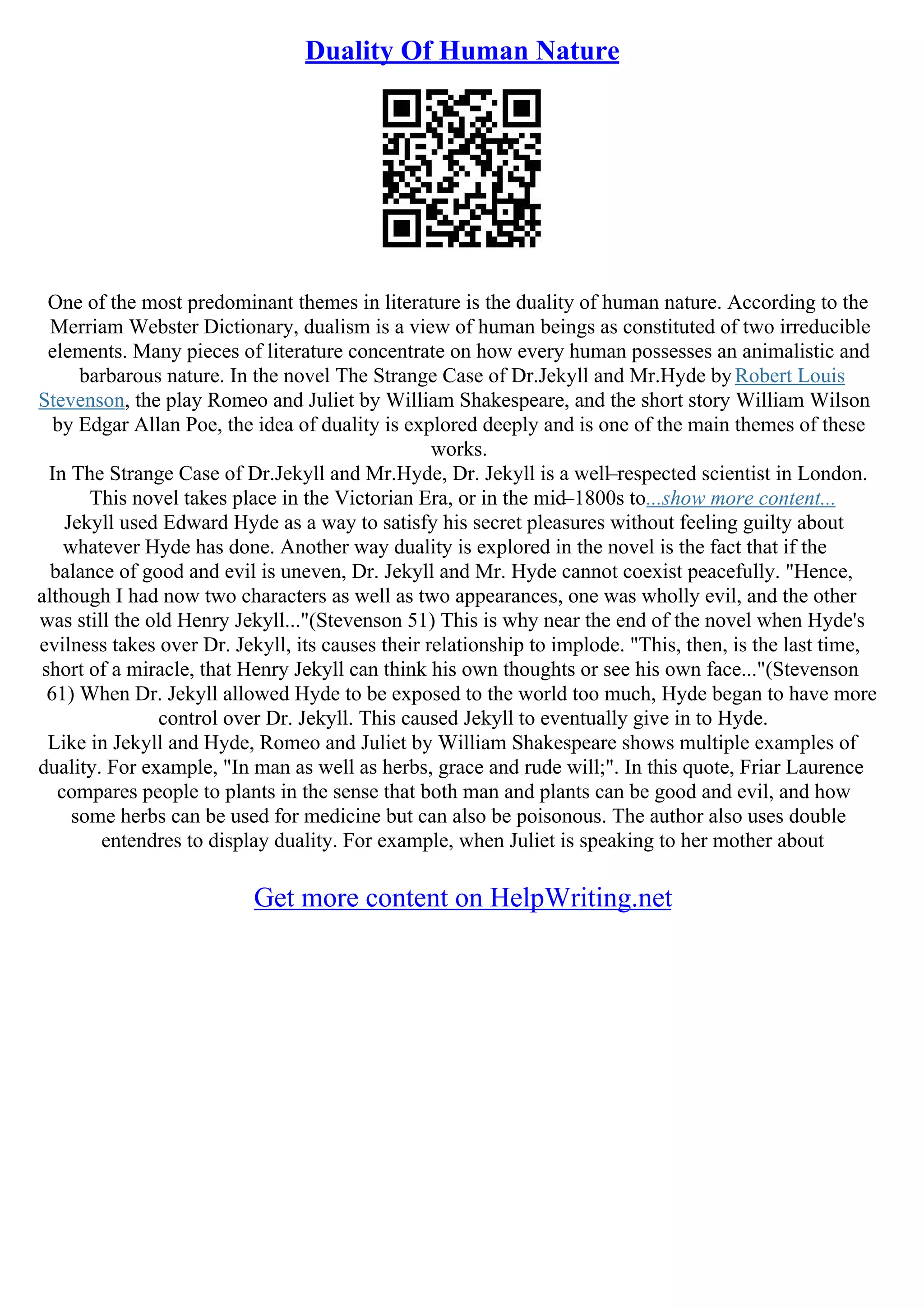 Human Nature Essays | PDF