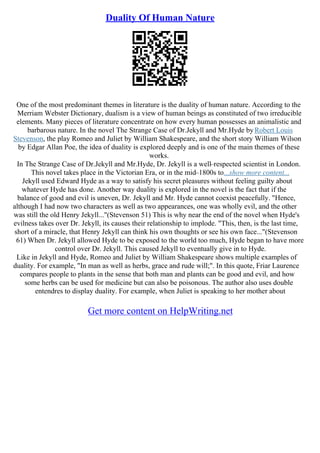 Human Nature Essays | PDF