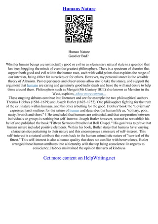 Human Nature Essays | PDF