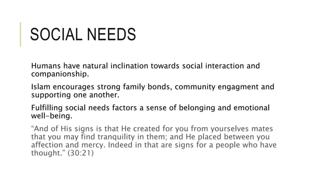 Humans needs According to islamic psychology | PPTX