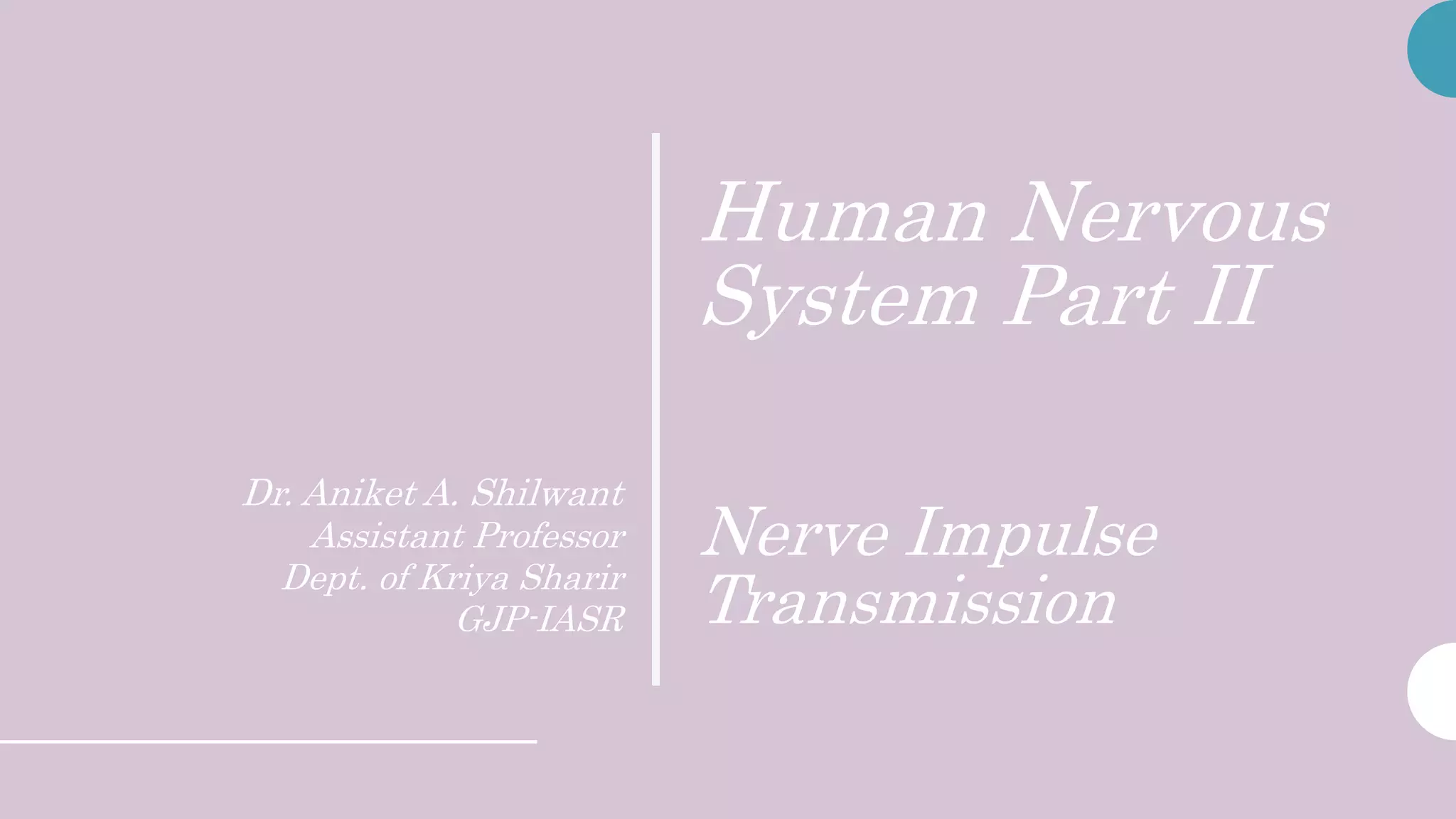 HUMAN NERVOUS SYSTEM PART II | PPT