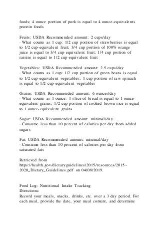 Human NutritionModule 03 Nutritional Intake WorksheetName | PDF