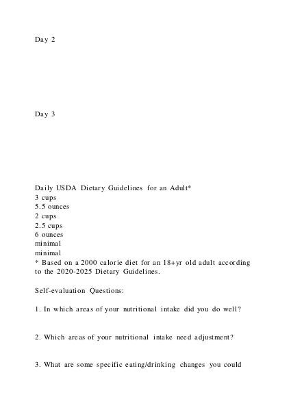 Human NutritionModule 03 Nutritional Intake WorksheetName | PDF