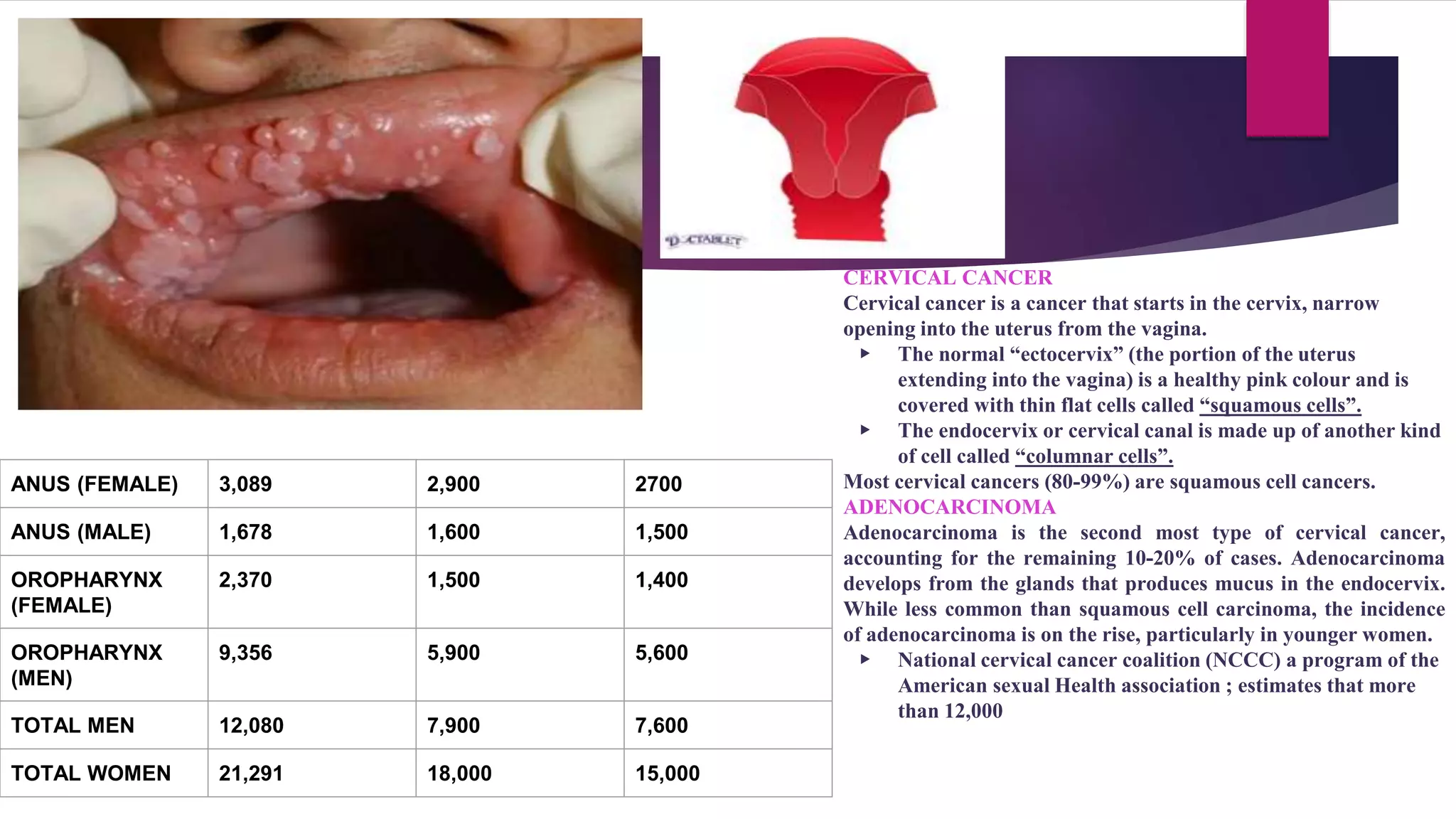 Human papillomavirus infection and cervical cancer. | PPTX